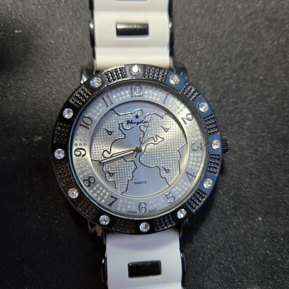 Blingstar | Accessories | Blingstar Quartz Wristwatch White Band Black ...